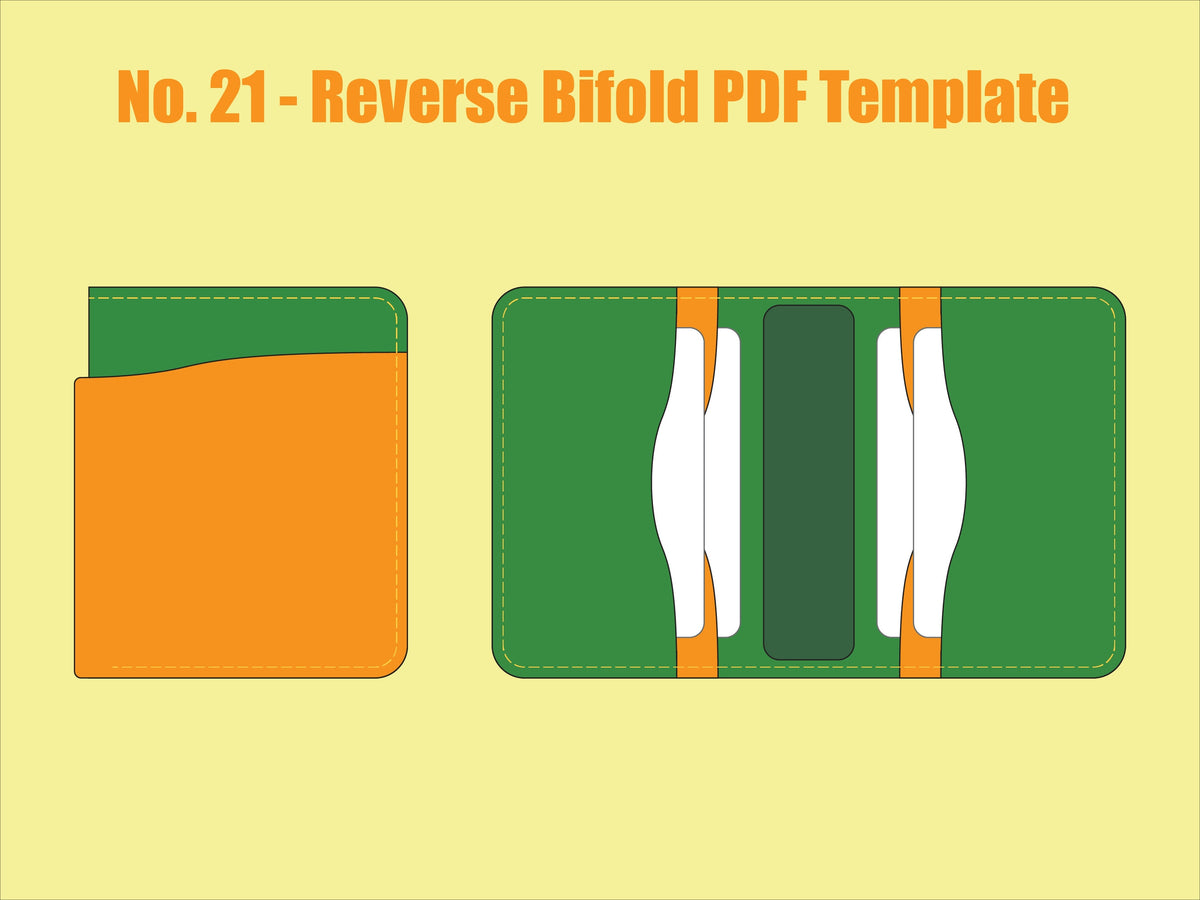 Leather Reverse Bifold Wallet PDF Template Set No.21 - Digital Leather ...